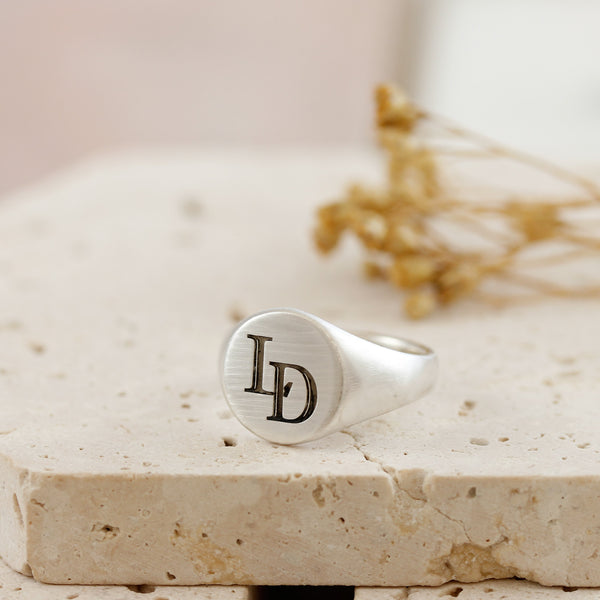 Personalised Initials Men's Silver Signet Ring - Engraved Mans Ring ...