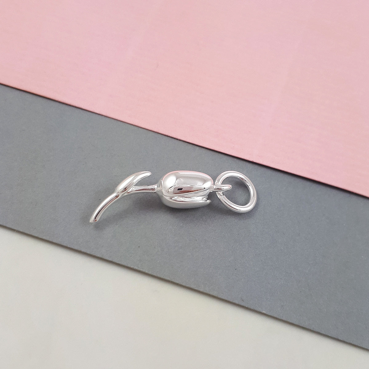 Tulip Flower Silver Charm - Tulip Silver Necklace - Scarlett Jewellery