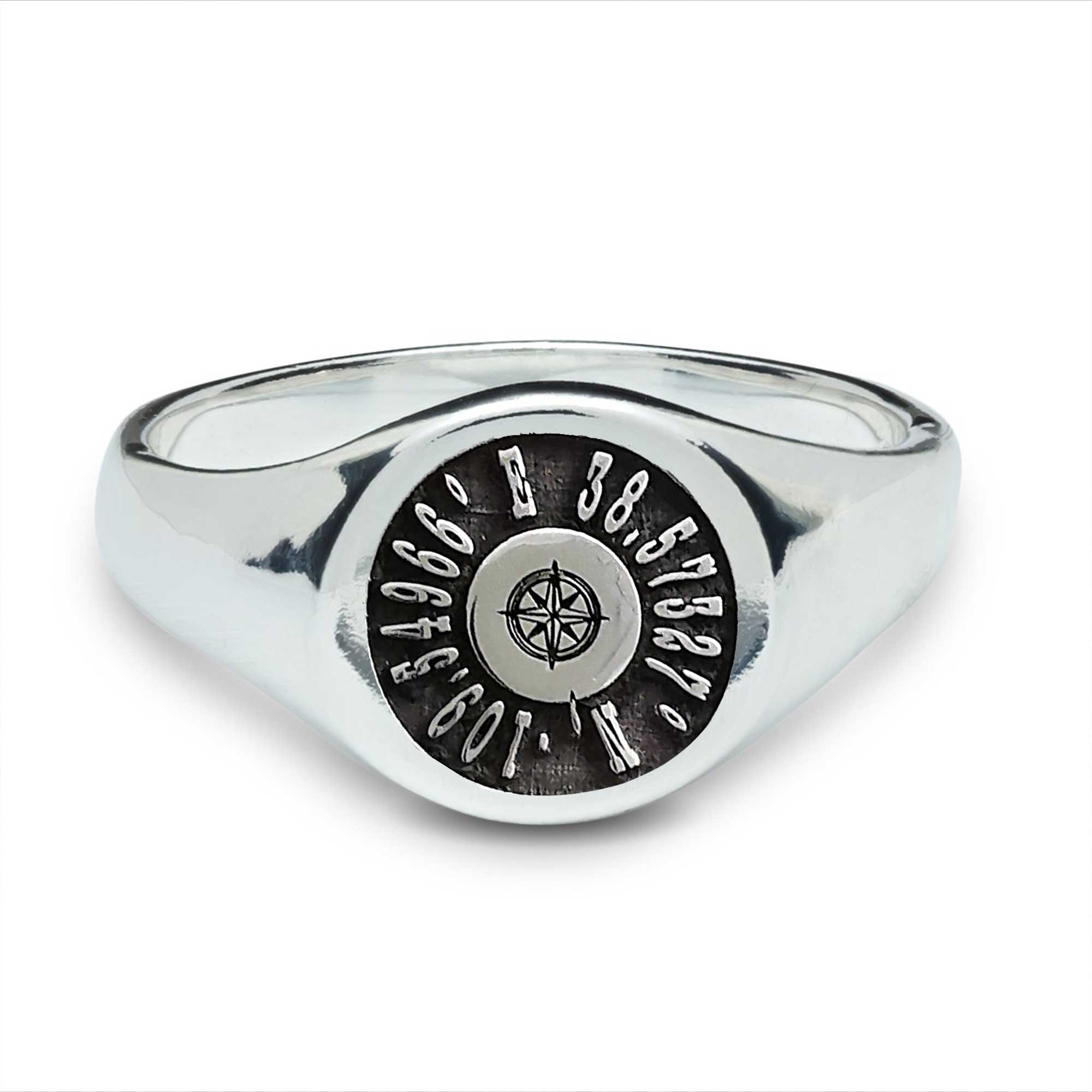Coordinates Latitude Longitude Silver Signet Ring – Scarlett Jewellery