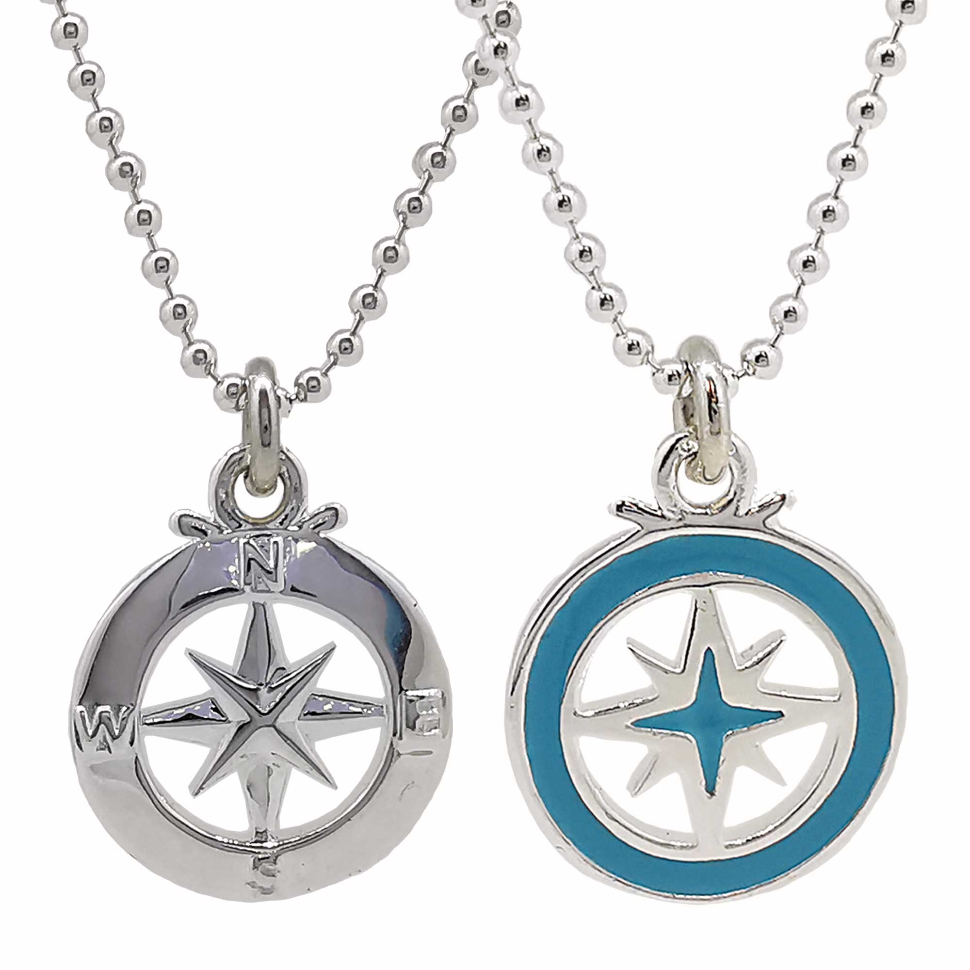 Enamel Outline Compass Small St Christopher Silver Necklace – Scarlett ...