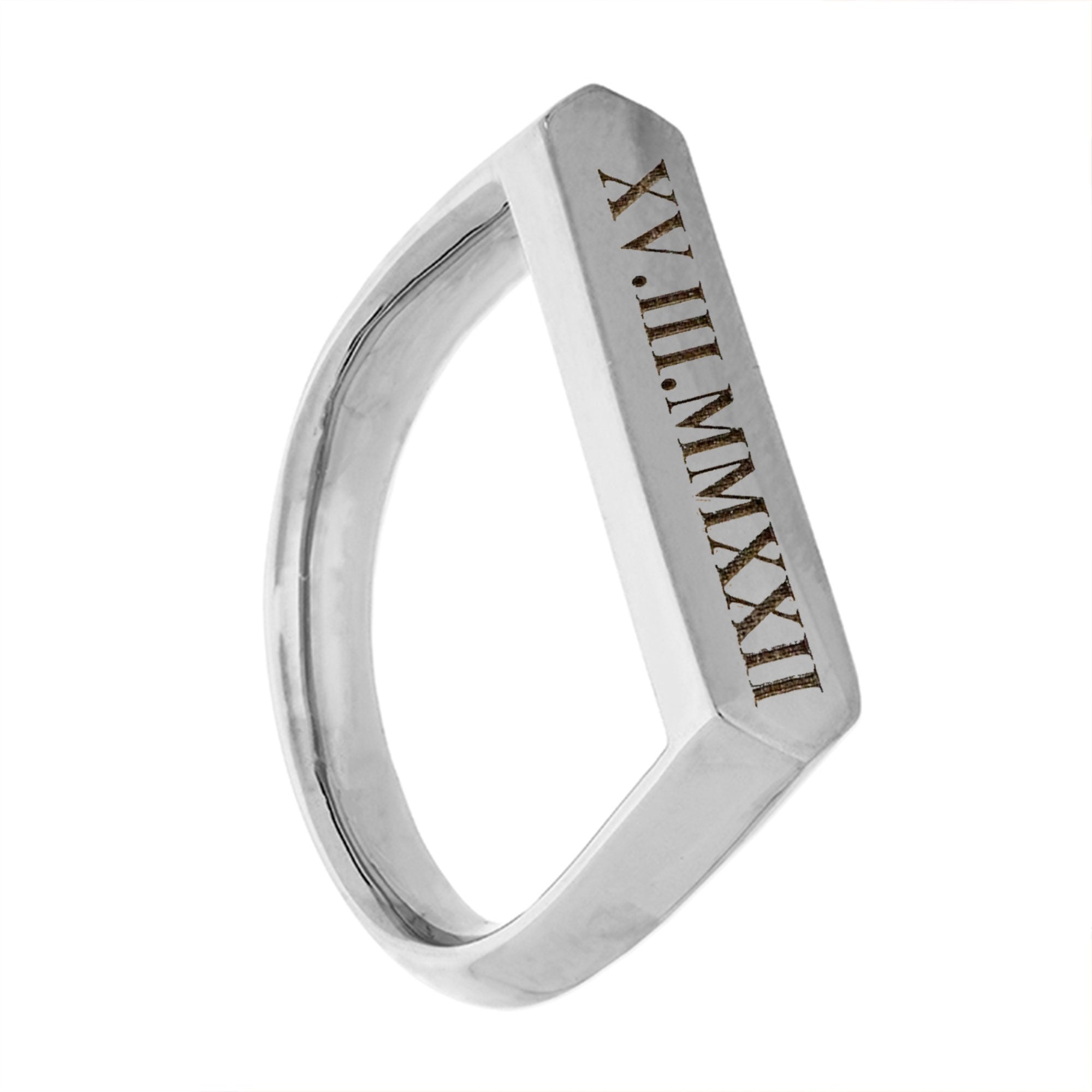 Roman Numerals Bar Silver Signet Ring – Scarlett Jewellery