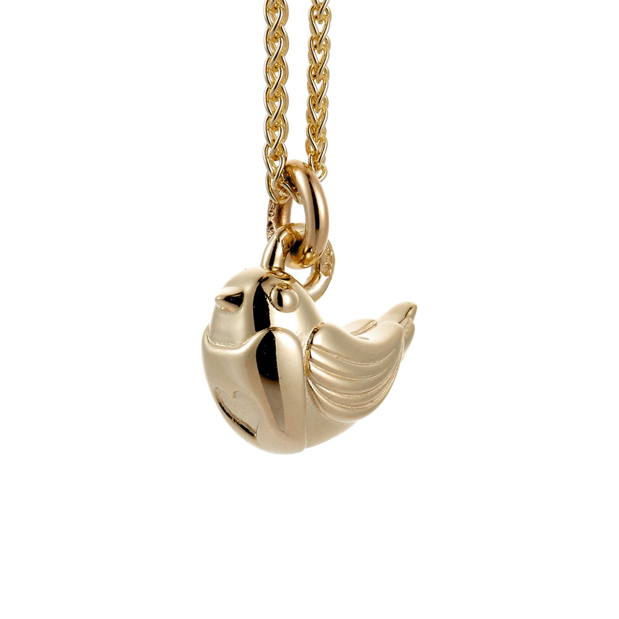 Robin Solid Gold Pendant - Gold Christmas Necklace - Scarlett Jewellery