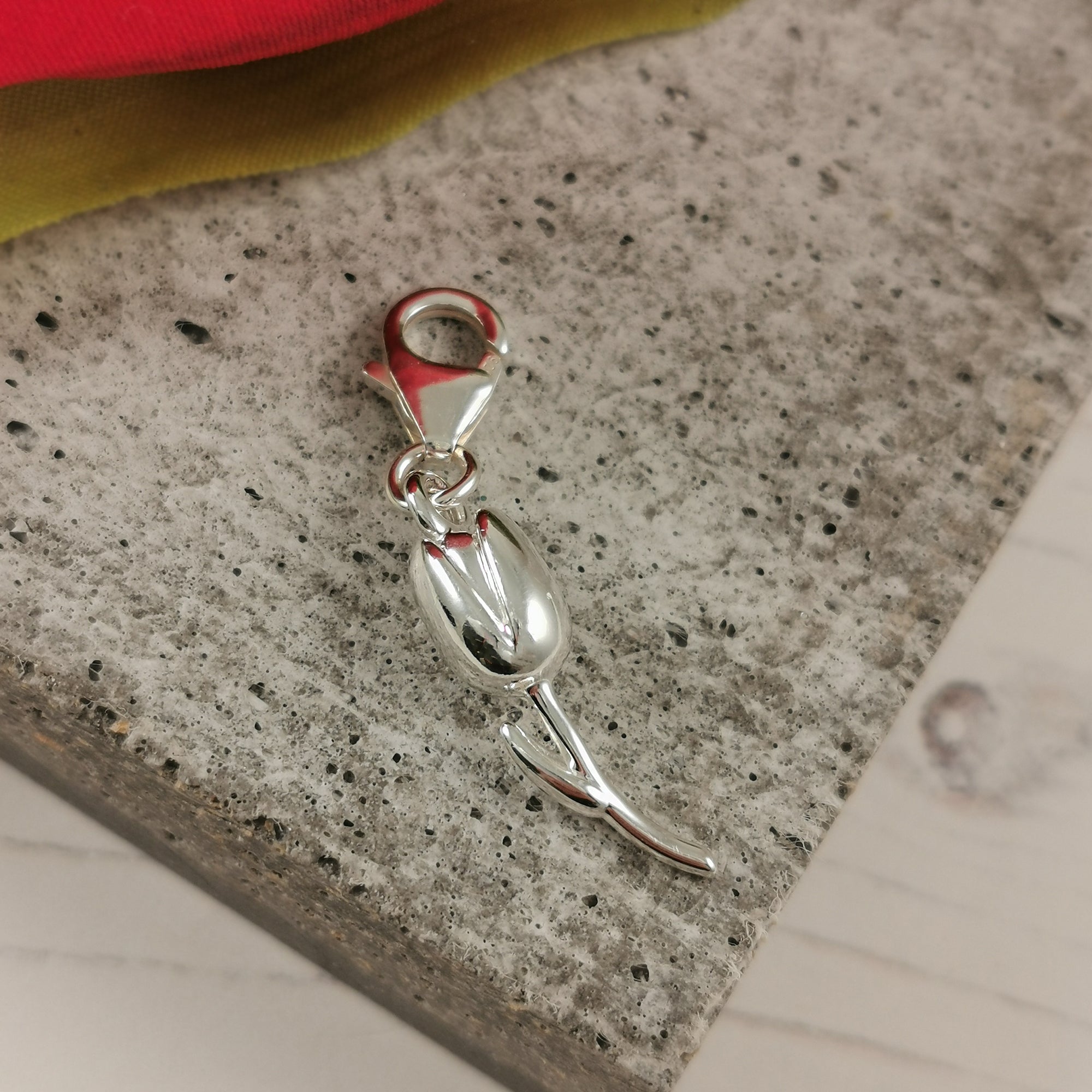 Tulip Flower Silver Charm - Tulip Silver Necklace - Scarlett Jewellery