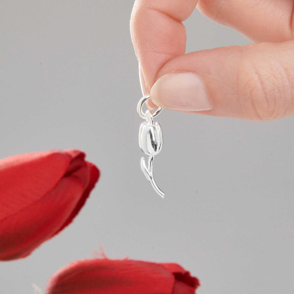 Tulip Flower Silver Charm - Tulip Silver Necklace - Scarlett Jewellery